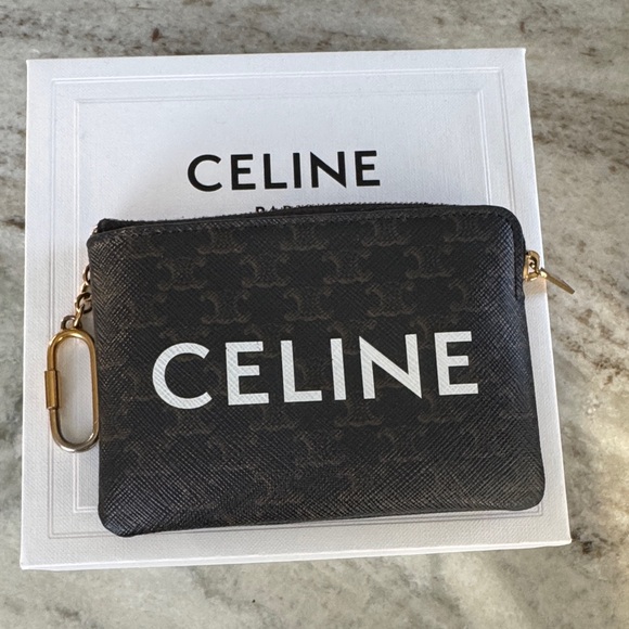 Celine | Bags | Celine Keycoincard Pouch In Triomphe Canvas With Celine ...